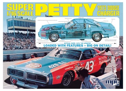 Round 2 MPC Richard Petty 1973 Dodge Charger 1:16 Scale Model Kit (MPC938)