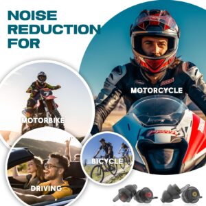 Softvox Motorcycle Ear Plugs 2 Pairs, Wind Noise Reduction & Premium Hearing Protection, 100X Reusable Earplugs for Motor, Motorbike, Motorsports, Parachuting, Touring, Racing, Riding, Shooting Black