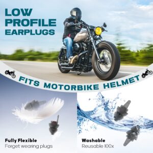 Softvox Motorcycle Ear Plugs 2 Pairs, Wind Noise Reduction & Premium Hearing Protection, 100X Reusable Earplugs for Motor, Motorbike, Motorsports, Parachuting, Touring, Racing, Riding, Shooting Black