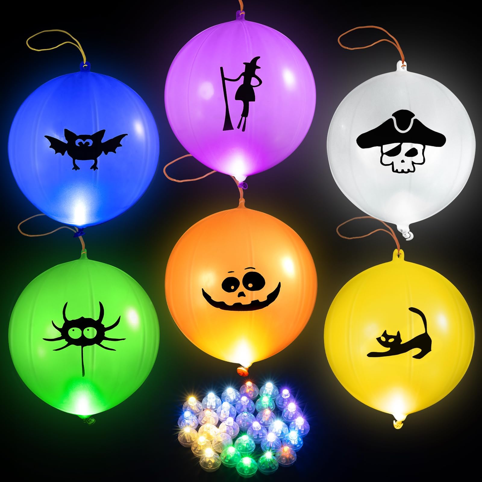 Halloween Punch Balloons for Kids Halloween Party Game Favor Supplies Decorations, 24pcs Halloween Balloons for Halloween Prize Punch Game Rewards, Trick or Treat Toys, Halloween School Classroom