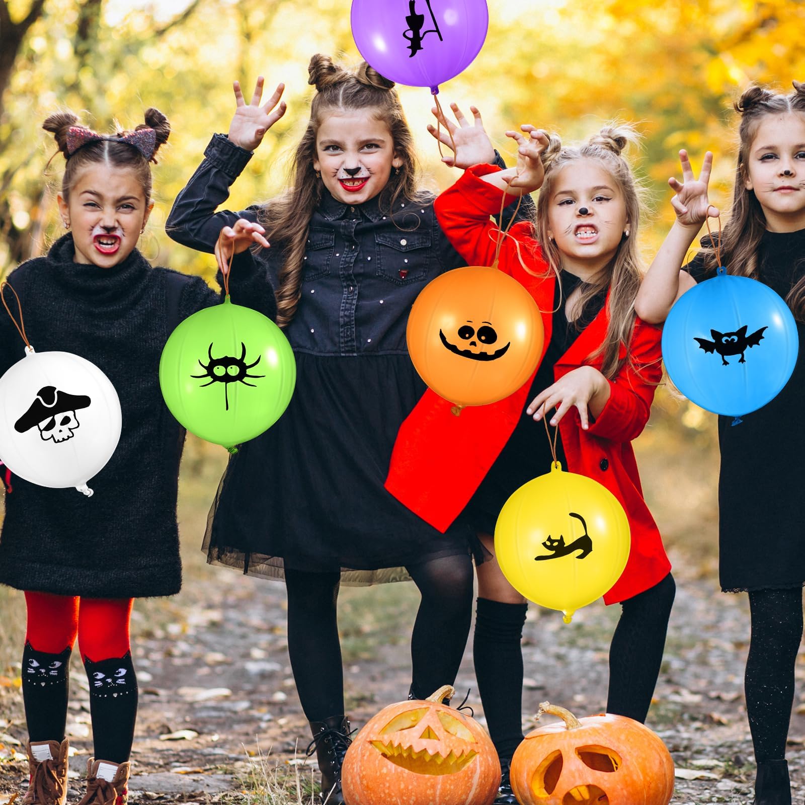 Halloween Punch Balloons for Kids Halloween Party Game Favor Supplies Decorations, 24pcs Halloween Balloons for Halloween Prize Punch Game Rewards, Trick or Treat Toys, Halloween School Classroom