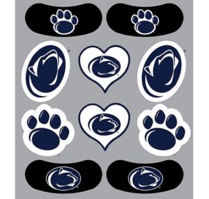 penn state (psu) nittany lions – waterless peel & stick temporary tattoos – 10-piece combo – 6 spirit tattoos & 4 eye strips