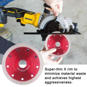 NYTiger 3 Pack 5 inch Diamond Saw Blade 5" Super Thin Tile Blades Cutting Disc Wheel for Cutting Porcelain Tiles Granite Marble Ceramics Works with Tile Saw and Angle Grinder