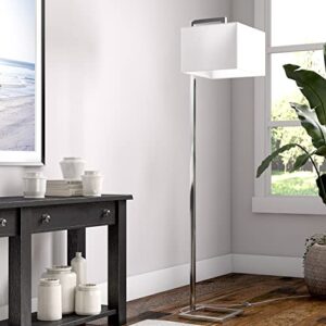 grayson 68" tall floor lamp with fabric shade in polished nickel/white