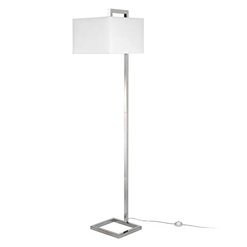 Grayson 68" Tall Floor Lamp with Fabric Shade in Polished Nickel/White