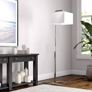 Grayson 68" Tall Floor Lamp with Fabric Shade in Polished Nickel/White