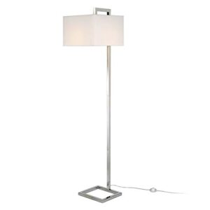 Grayson 68" Tall Floor Lamp with Fabric Shade in Polished Nickel/White