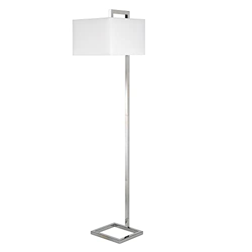 Grayson 68" Tall Floor Lamp with Fabric Shade in Polished Nickel/White