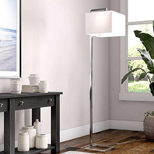 Grayson 68" Tall Floor Lamp with Fabric Shade in Polished Nickel/White