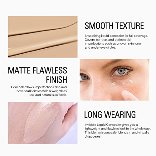 Liquid Highlighter Makeup Face Glow Shimmer and Shine Illuminator 3pcs and Full Coverage Concealer 3pcs for Dark Spots Eye Circles Waterproof Smooth Matte Flawless Finish Cosmetics