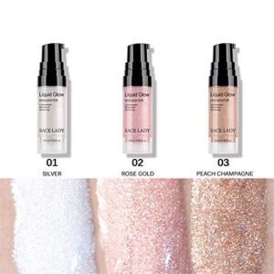 Liquid Highlighter Makeup Face Glow Shimmer and Shine Illuminator 3pcs and Full Coverage Concealer 3pcs for Dark Spots Eye Circles Waterproof Smooth Matte Flawless Finish Cosmetics