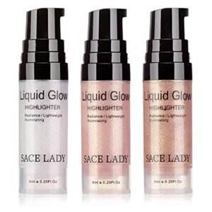 Liquid Highlighter Makeup Face Glow Shimmer and Shine Illuminator 3pcs and Full Coverage Concealer 3pcs for Dark Spots Eye Circles Waterproof Smooth Matte Flawless Finish Cosmetics