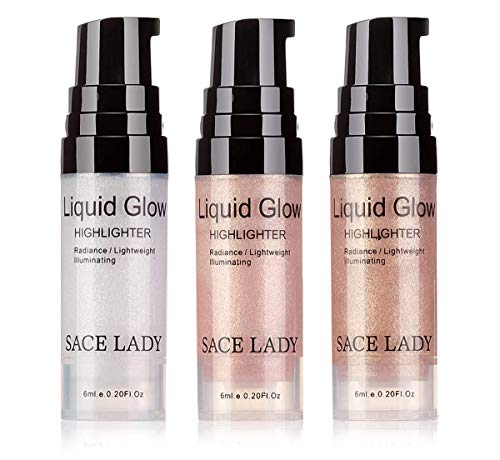 Liquid Highlighter Makeup Face Glow Shimmer and Shine Illuminator 3pcs and Full Coverage Concealer 3pcs for Dark Spots Eye Circles Waterproof Smooth Matte Flawless Finish Cosmetics