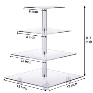 Cupcake Stand - Premium Cupcake Holder - Acrylic Cupcake Tower Display - Cady Bar Party Décor - 4 Tier Acrylic Display for Pastry + LED Light String - Ideal for Weddings, Birthday (Yellow Light)