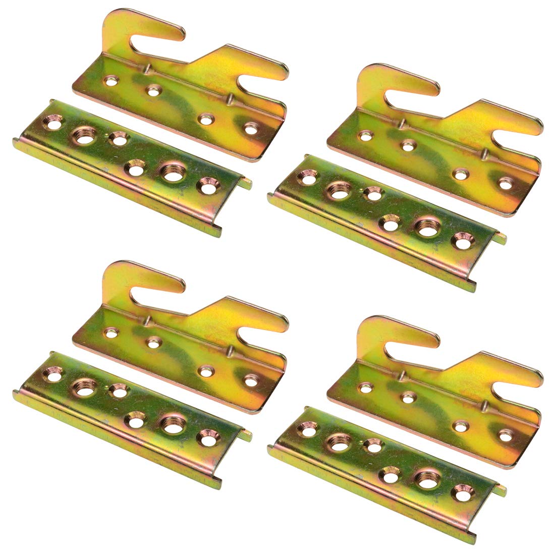 Coshar Bed Rail Hook Bed Frame Brackets Double Hook Plate for Wooden Bed Headboards and Footboards,4pcs