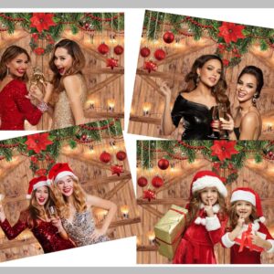 CYLYH 10x8FT Christmas Backdrop New Year Party Background Barn Door Backdrop Family Party Christmas Decoration Background Photo Studio Props D507