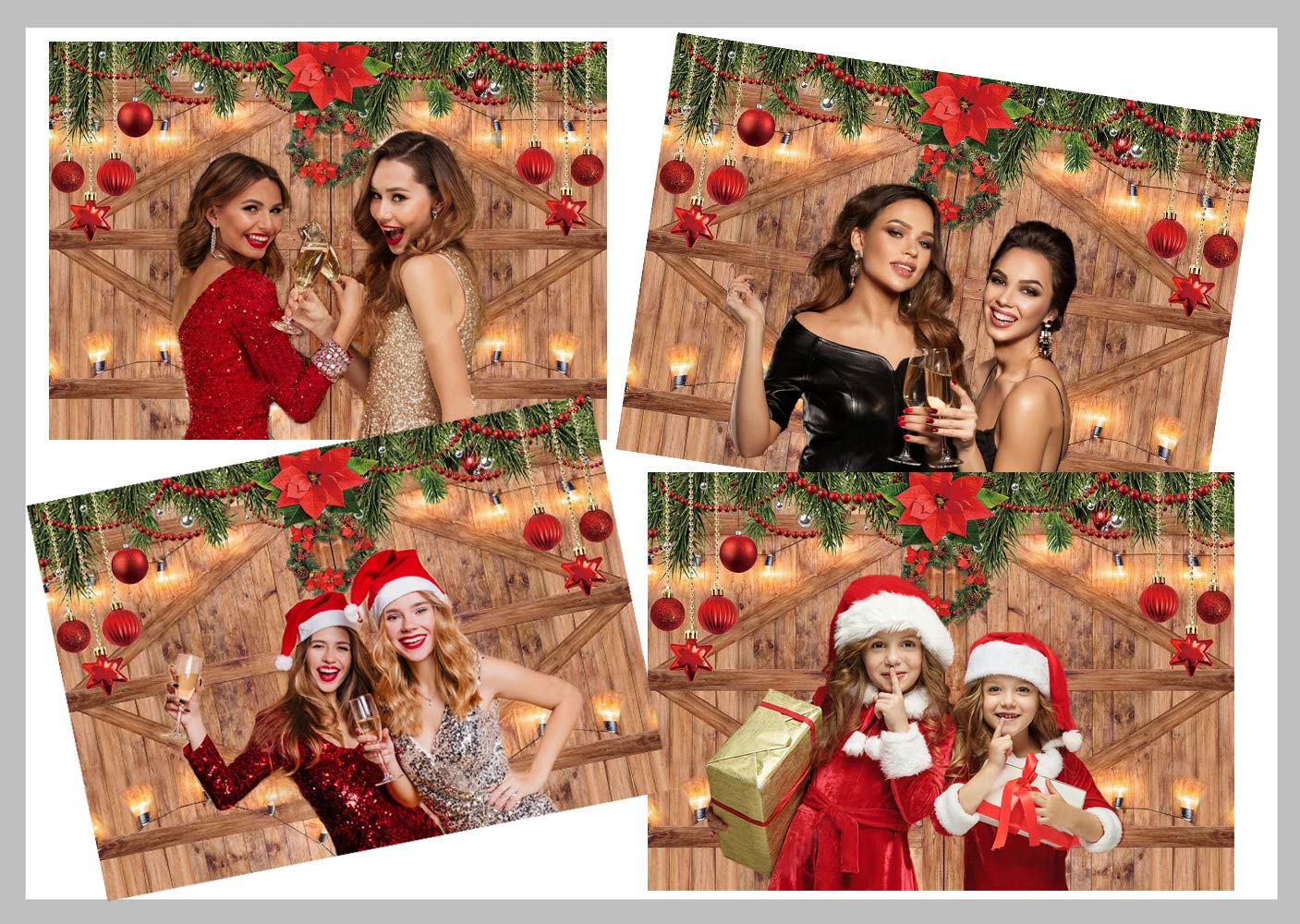 CYLYH 10x8FT Christmas Backdrop New Year Party Background Barn Door Backdrop Family Party Christmas Decoration Background Photo Studio Props D507