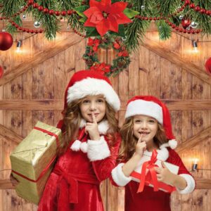 CYLYH 10x8FT Christmas Backdrop New Year Party Background Barn Door Backdrop Family Party Christmas Decoration Background Photo Studio Props D507