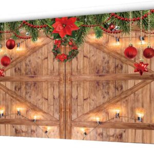 CYLYH 10x8FT Christmas Backdrop New Year Party Background Barn Door Backdrop Family Party Christmas Decoration Background Photo Studio Props D507