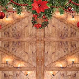 CYLYH 10x8FT Christmas Backdrop New Year Party Background Barn Door Backdrop Family Party Christmas Decoration Background Photo Studio Props D507