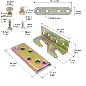 Lesnala 4-Piece Bed Railing Bracket Used to Connect Wood, Bed Replacement Parts, Headboard and Footboard Fixing Fittings Wooden Bed Frame Used to Connect Headboards Footboards (Screws Included)