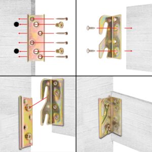 Lesnala 4-Piece Bed Railing Bracket Used to Connect Wood, Bed Replacement Parts, Headboard and Footboard Fixing Fittings Wooden Bed Frame Used to Connect Headboards Footboards (Screws Included)