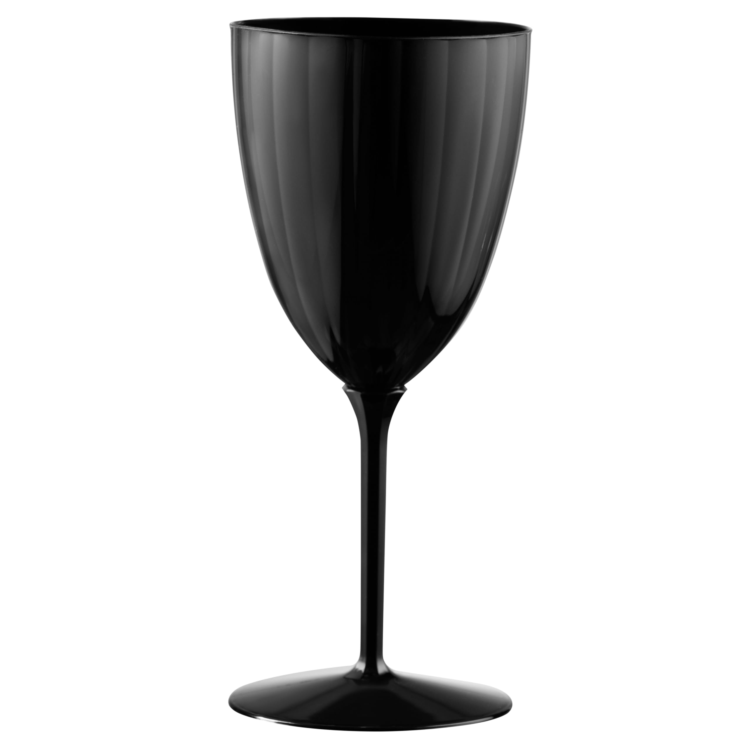 Posh Setting 7oz, Black Plastic Wine Glasses Hard Plastic Disposable Stemware, Drinking Cups with stem for Toasting, Weddings parties Plastic Wine cups for Home [8 Pack]