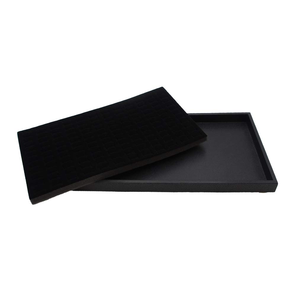 N'icePackaging 1 Qty Black Plastic Jewelry Tray w/Midnight Black 144 Ct Ring Foam Insert Companion - Full Size 14.75” x 8.38” x1