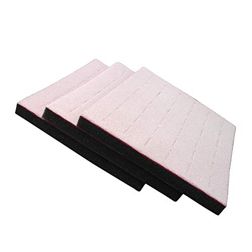 N'icePackaging 3 Qty USA Deluxe Pink Rose 36 Ring Foam Insert Display - for Trays/Jewelry Cases - Half-Tray Size 7 5/8" x 7 1/4" x 5/8"