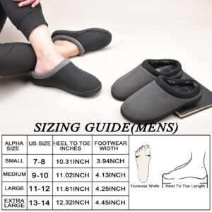 LORDFON Memory Foam Mens Slippers Slip-On Comfy House Slippers for Men Indoor Outdoor Non-Slip Warm Winter Men’s Bedroom Slippers Size 9-10 Grey