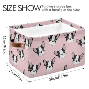 KEEPREAL French Bulldog Rectangle Storage Bin, 15 x 11 x 9.5 in, Collapsible Organizer Storage Basket for Home Décor