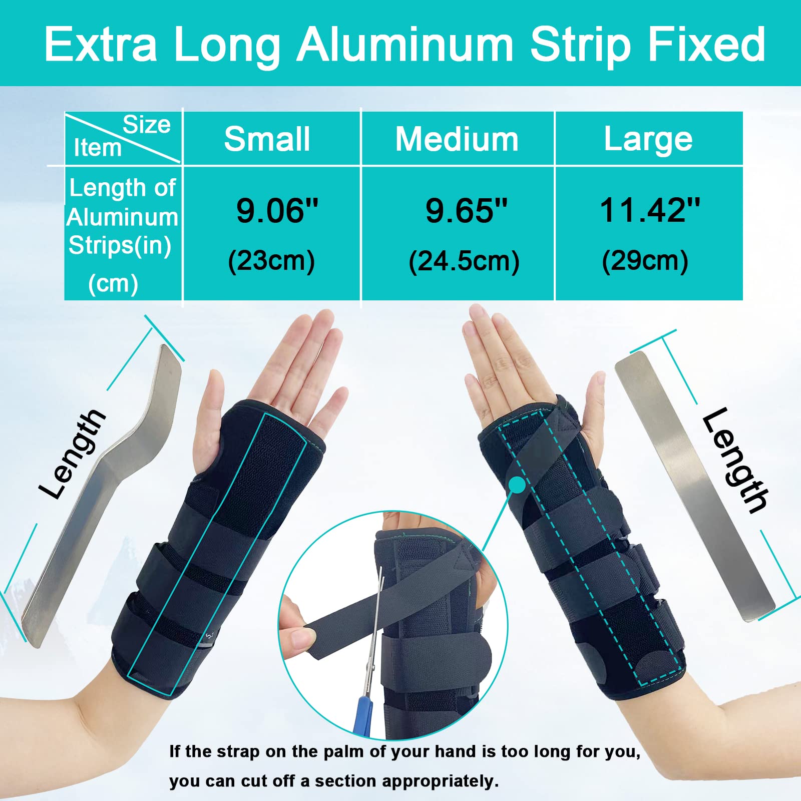 TANDCF bestlife Unisex Forearm and Wrist Support Splint Brace Double Fixation Wrist Brace For Carpal Tunnel,Adjustable Night Time Forearm Immobilizer Brace Splints,9.8 inch (25cm) length(RH/S)