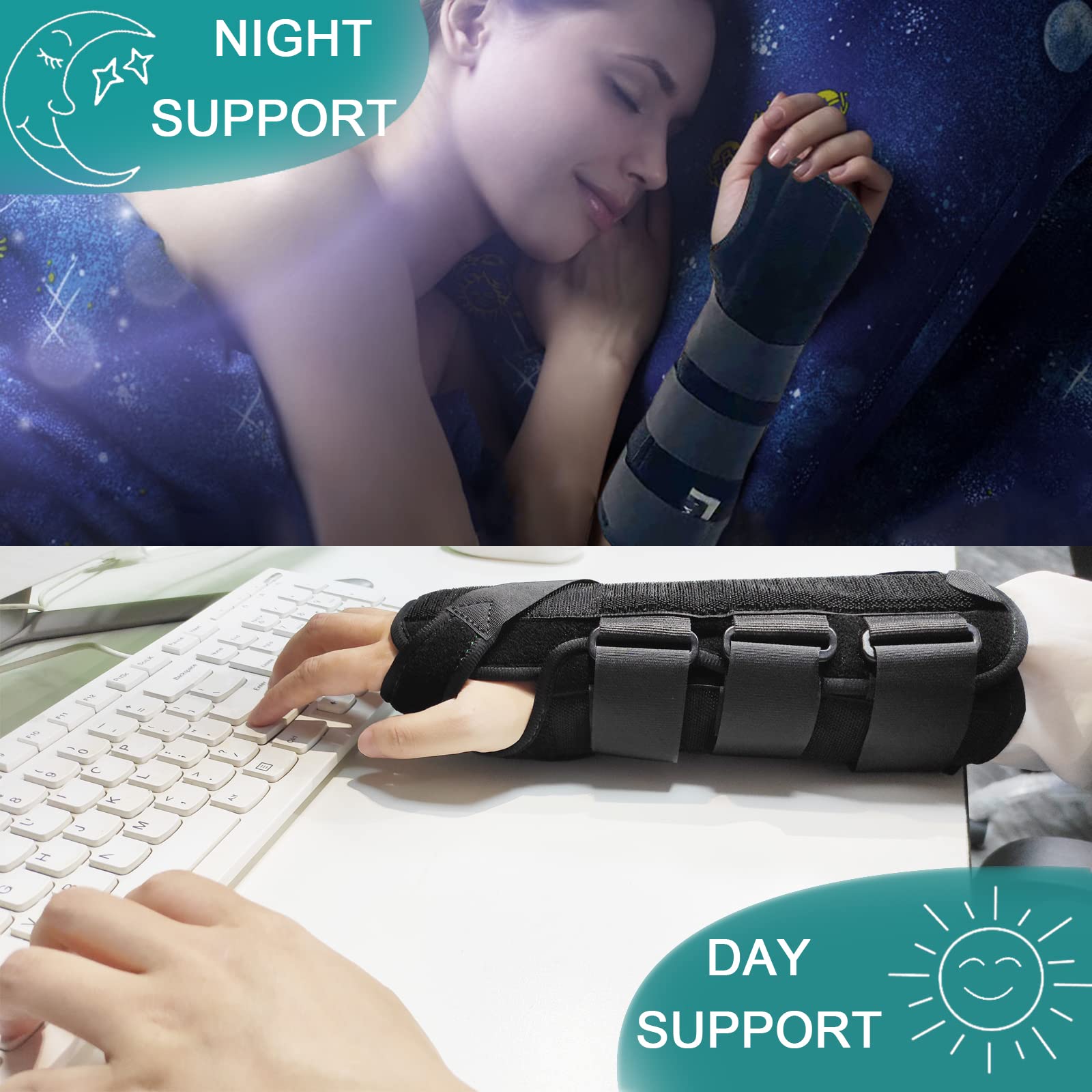 TANDCF bestlife Unisex Forearm and Wrist Support Splint Brace Double Fixation Wrist Brace For Carpal Tunnel,Adjustable Night Time Forearm Immobilizer Brace Splints,9.8 inch (25cm) length(RH/S)