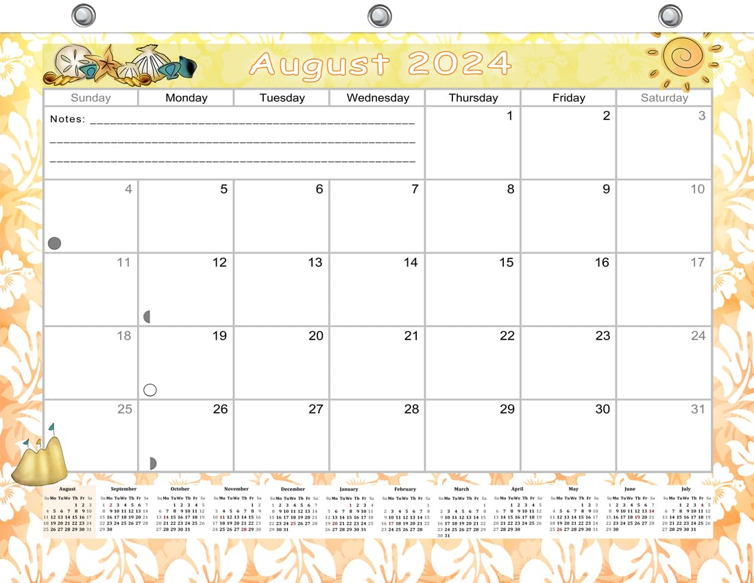 2024-2025 Academic Year 12 Months Student Calendar/Planner for 3-Ring Binder, Desk or Wall -v003