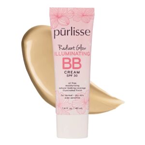 pūrlisse radiant glow illuminating bb cream spf30 hydrating and moisturizing natural organic cruelty-free sulphate & paraben free for all skin even sensitive skin 1.4 fl oz (light medium)