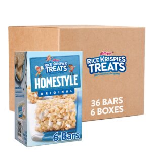 rice krispies treats homestyle marshmallow snack bars, kids snacks, school lunch, original (6 boxes, 36 bars)