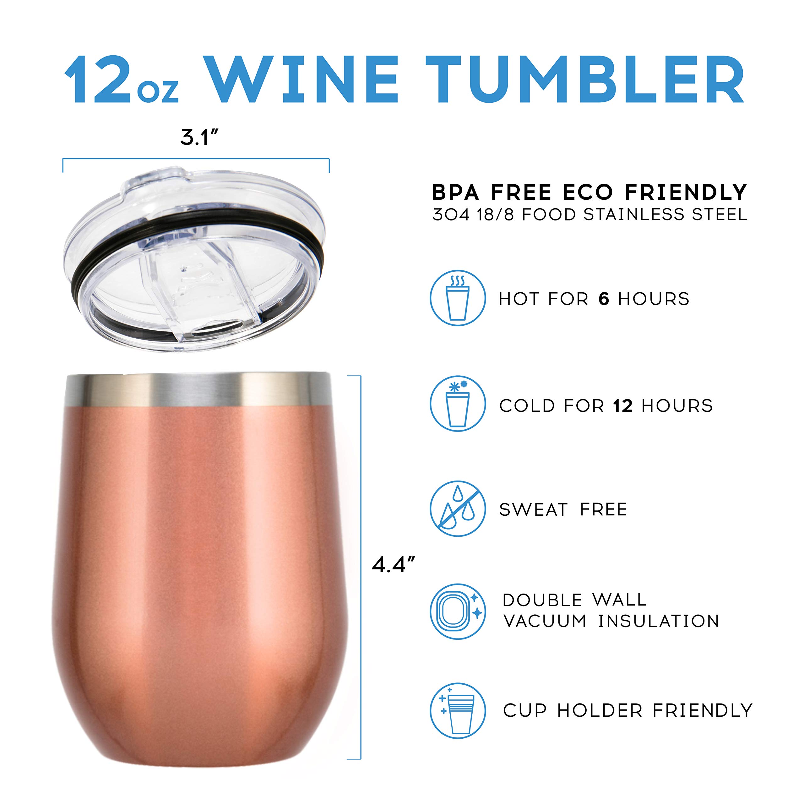 ElegantPark Congratulations Gifts for women She Believed She Could So She Did Wine Tumbler Inspirational Gifts for Graduation New Job Going Away Congrats Rose Gold Insulated Wine Tumbler with Lid 12oz