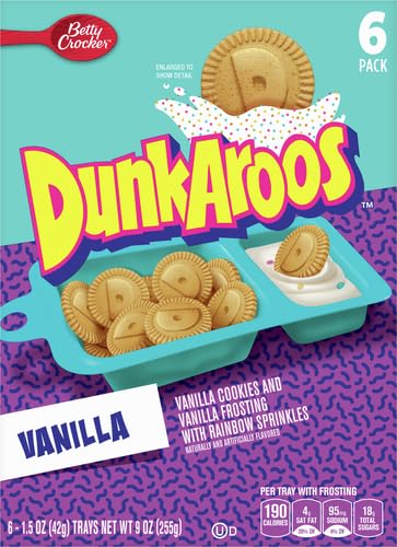 Dunkaroos Vanilla Cookies and Vanilla Frosting with Rainbow Sprinkles, 6 ct