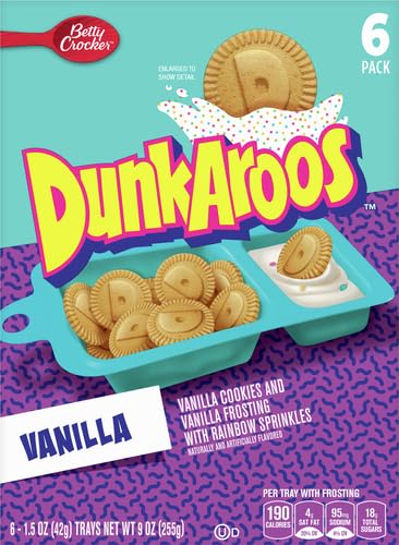 Dunkaroos Vanilla Cookies and Vanilla Frosting with Rainbow Sprinkles, 6 ct