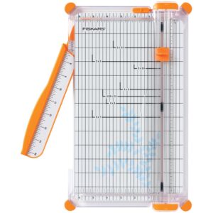 Fiskars SureCutTM Deluxe Craft Paper Trimmer + Replacement Blades Bundle - 12” Cut Length - Grid Lines - 2 Blade Pack