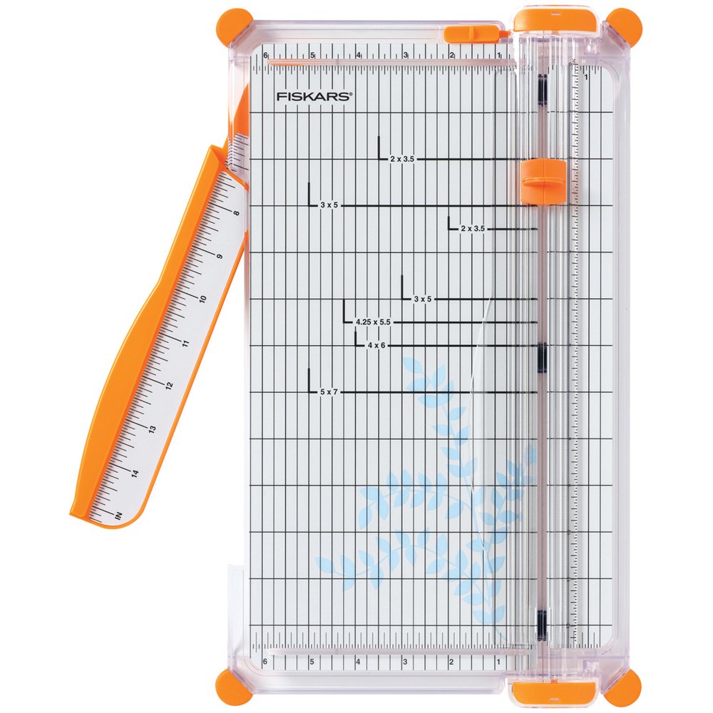 Fiskars SureCutTM Deluxe Craft Paper Trimmer + Replacement Blades Bundle - 12” Cut Length - Grid Lines - 2 Blade Pack