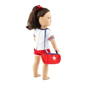 Emily Rose 18 Inch Doll Clothes & Accessories Gift Set - USA 18" Doll Cheer Practice Uniform Set Clothing Outfit | Compatible with 18-in American Girl Dolls | Gift Boxed!