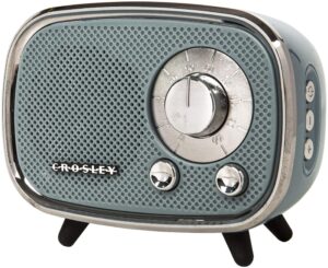 crosley cr3039a-tn rondo retro portable rechargeable bluetooth speaker, tourmaline