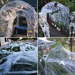 TAOMOCO 1200 sqft Halloween Spider Web Decorations Super Stretch White Webbing Spooky Cobwebs with Fake Spiders for Indoor Outdoor Halloween Party Decorations Bar Haunted House