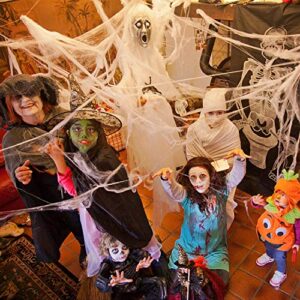 TAOMOCO 1200 sqft Halloween Spider Web Decorations Super Stretch White Webbing Spooky Cobwebs with Fake Spiders for Indoor Outdoor Halloween Party Decorations Bar Haunted House