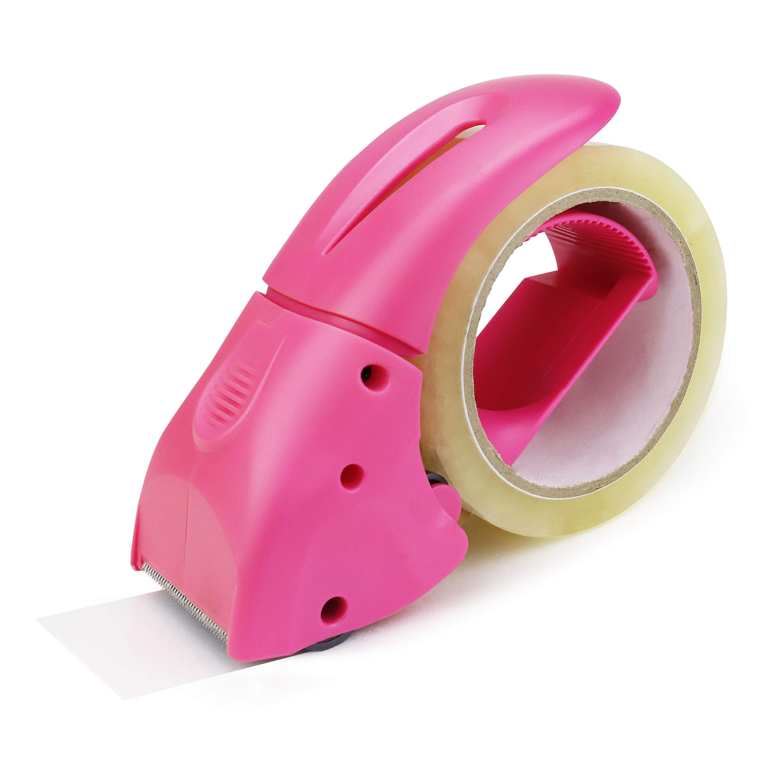 ABEL EVO Packing Tape Dispenser, Pink, 2 Inch Wide Ergonomic Tape Gun, Shipping Moving Mailing Box Sealing Carton Packaging, Lightweight Hand-held Heavy Duty Tape Cutter