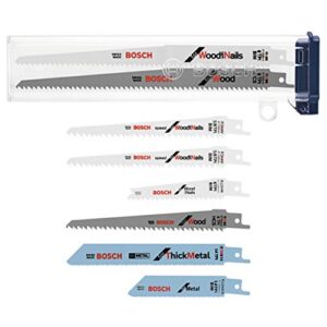 bosch rsap8pk 8-piece all-purpose reciprocating saw blade assorted set ideal for applications in wood, wood with nails, metal, drywall, plastic, pvc