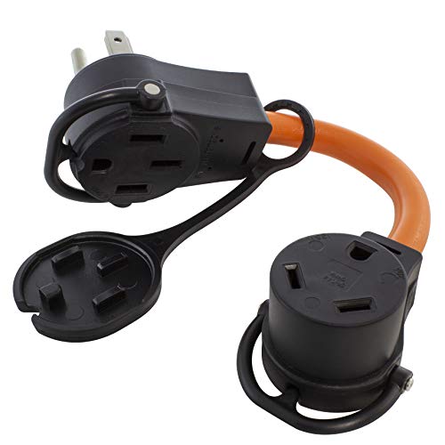 AC WORKS 50-Amp RV/Range/Generator 14-50 Piggy-Back Plug Adapter (To TT-30R RV 30-Amp)