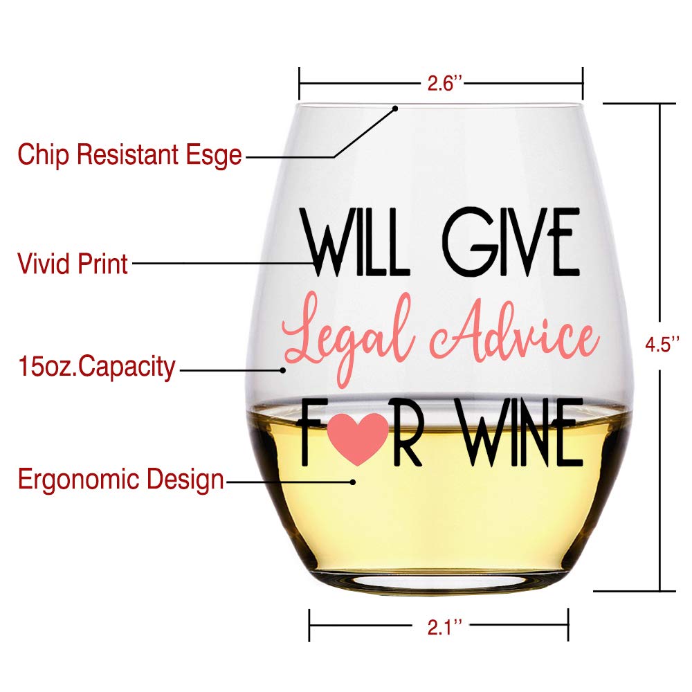 Perfectinsoy Will Give Legal Advice For Wine Glass, Funny Drinking Lawyers Gift, Paralegal Gifts, Attorney Gifts, Legal Assistant Gifts, Law Student Gifts, Lawyer Gifts for Women, Sister