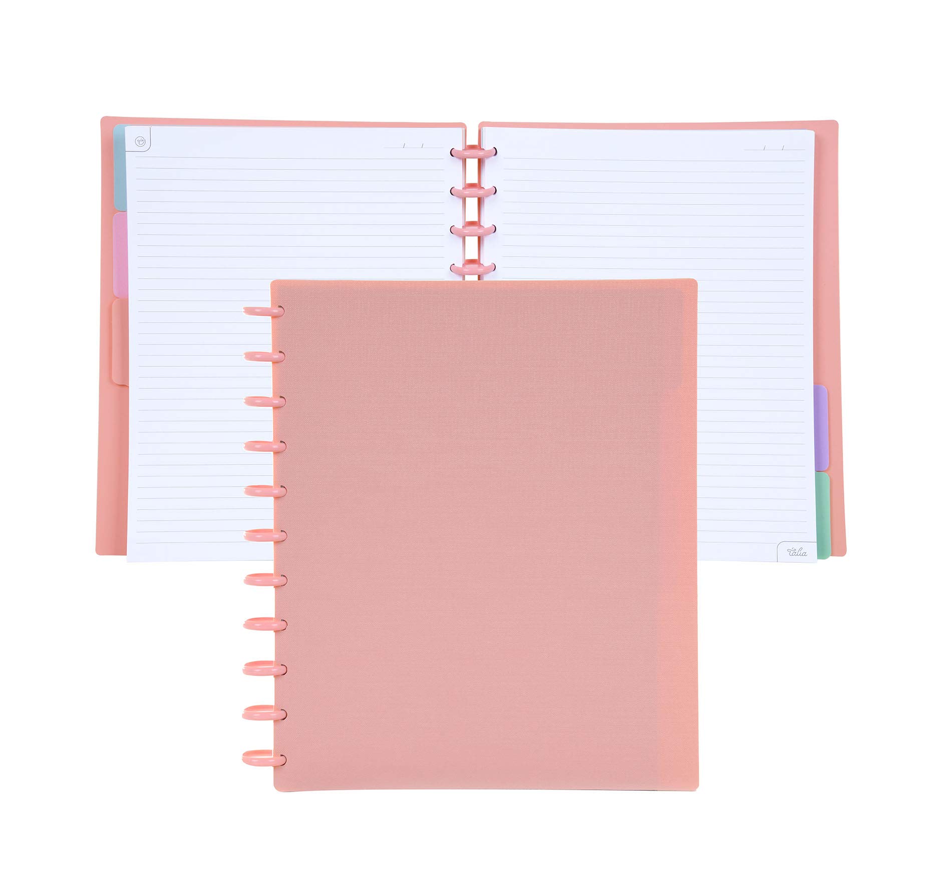 Talia Discbound Notebooks, Planner, Customizable, (Salmon w/Salmon Discs, Letter (8.5in x 11in))